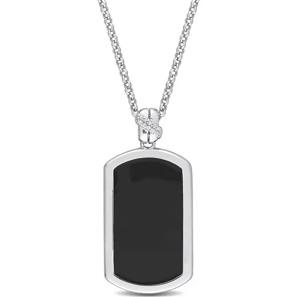JULIANNA B. Sterling Silver Accent Enamel Pendant Necklace - Diamond