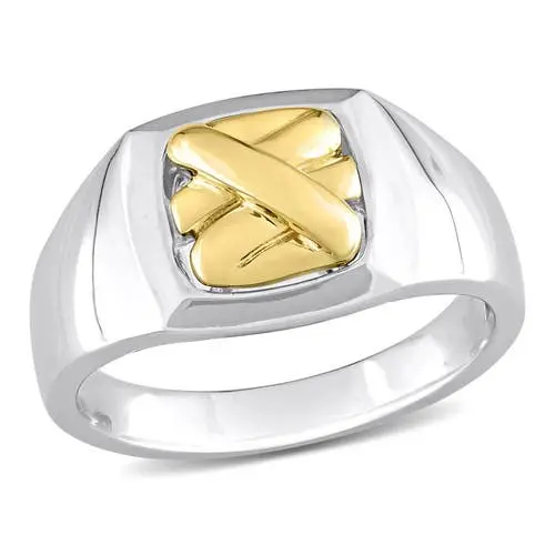 JULIANNA B. Crossover Motif Signet Ring In 14k Gold - Two-tone Gold