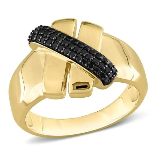 JULIANNA B. 14k Gold 0.25 Ctw Diamond Crossover Ring - Gold/black Diamond