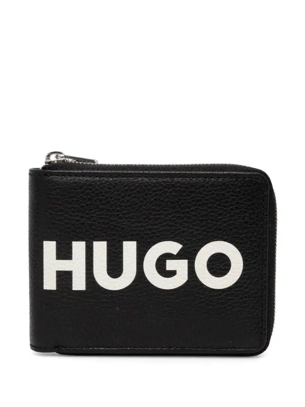 Hugo Logo-print Leather Wallet - Black
