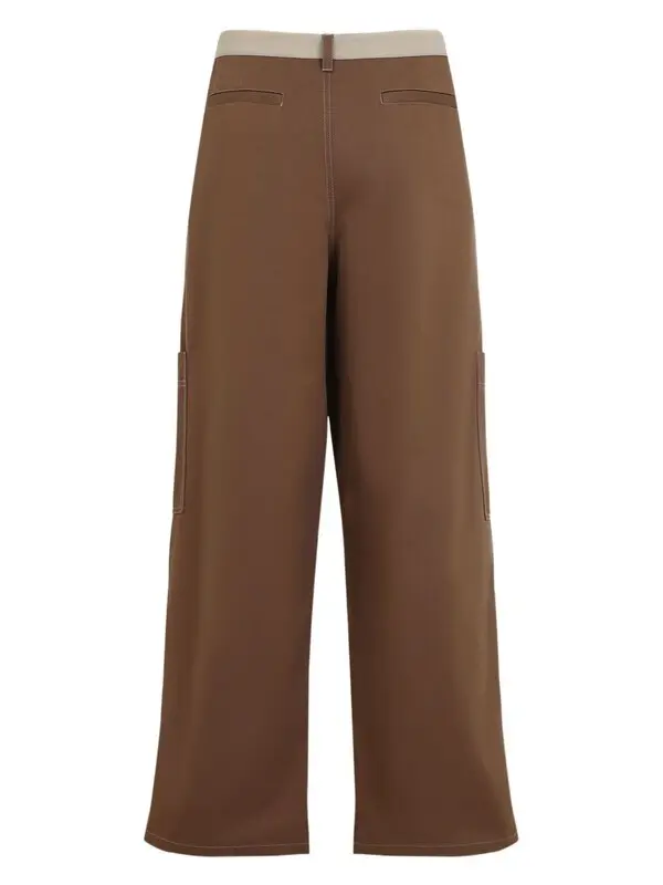 Off-White Cotton Trousers - Brown