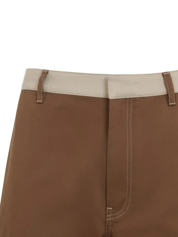 Off-White Cotton Trousers - Brown