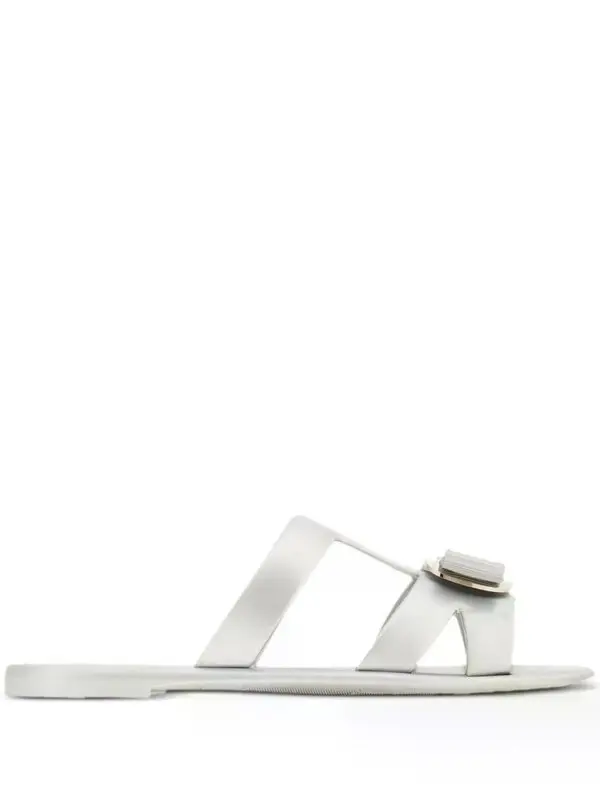 FERRAGAMO Vara Plate Slides - White