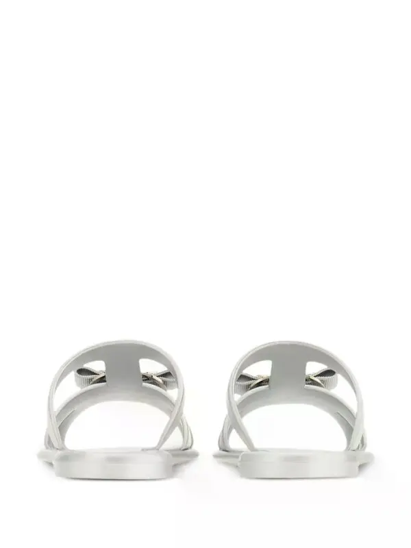 FERRAGAMO Vara Plate Slides - White