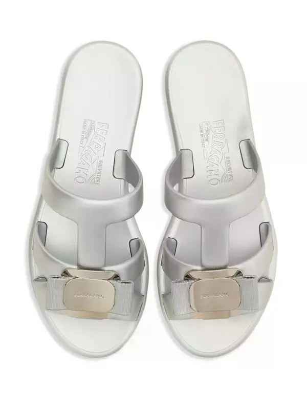 FERRAGAMO Vara Plate Slides - White