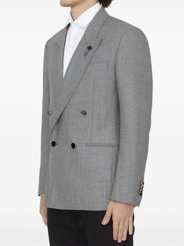 LARDINI Double-breasted Wool Jacket - Grey