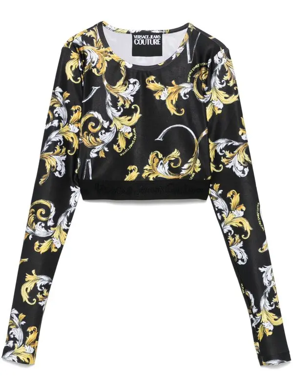 Versace Barocco-print Top - Black