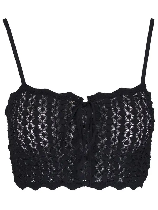 Saint Laurent Knitted Crop Top - Black