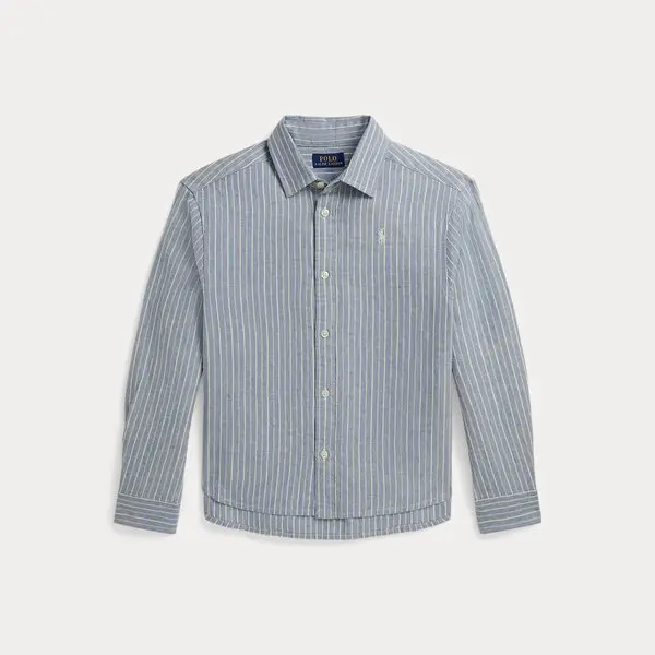 Ralph Lauren Striped Linen-cotton Boxy Shirt - Blue/cream