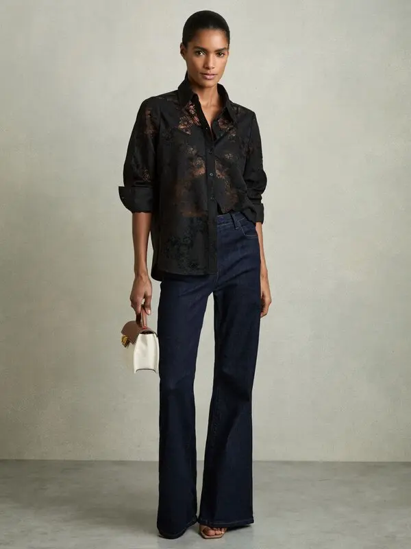 REISS Lacey Lace-front Shirt