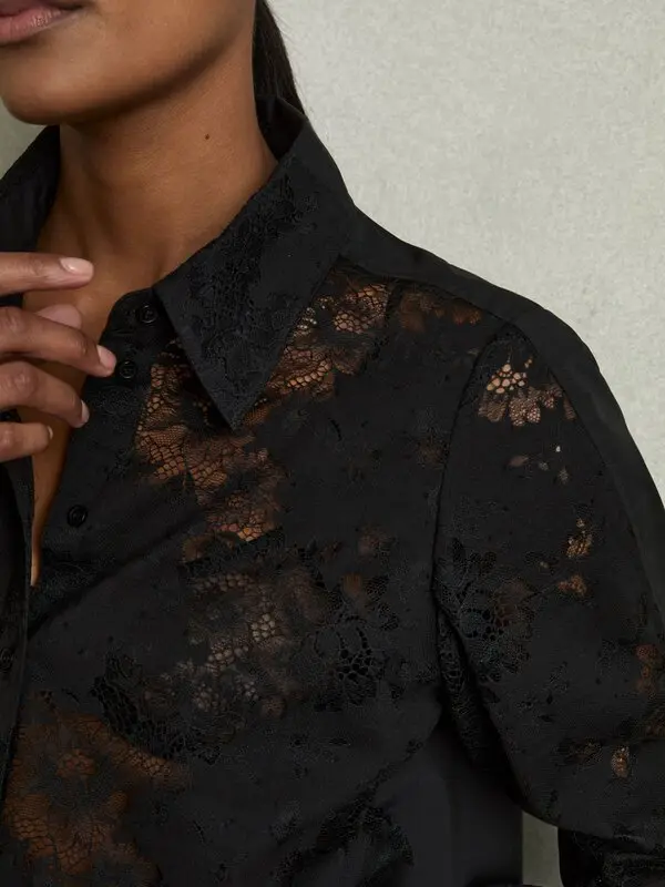 REISS Lacey Lace-front Shirt