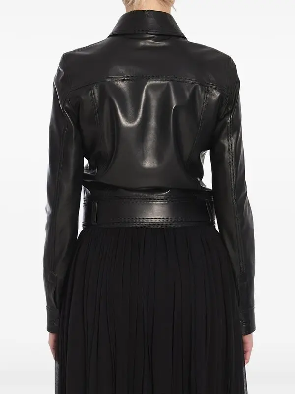 Saint Laurent Cropped Leather Jacket - Black