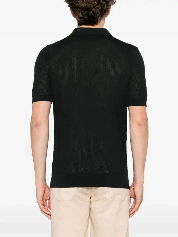 Fedeli Ribbed Polo Shirt - Blue