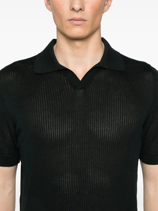 Fedeli Ribbed Polo Shirt - Blue