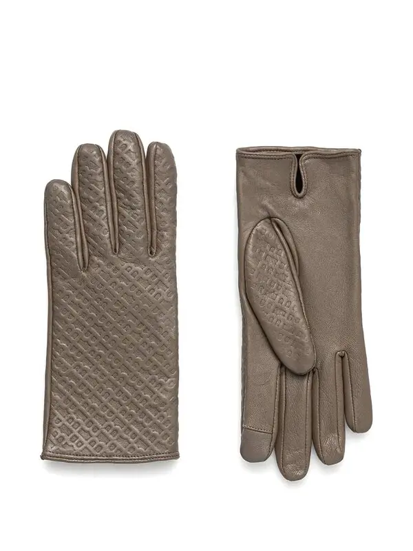 BOSS Embossed Leather Gloves - Neutrals
