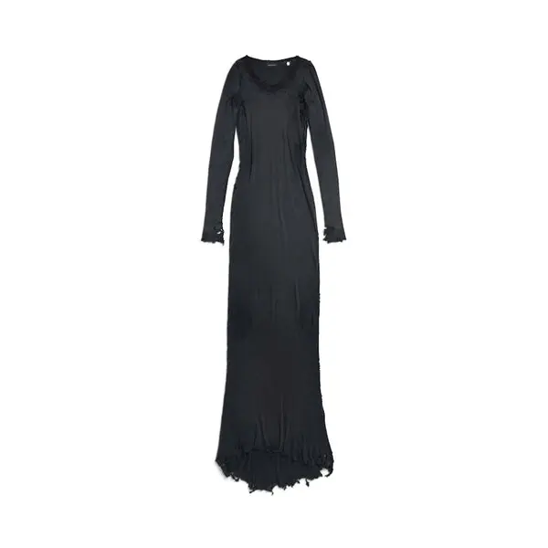 Balenciaga Long Sleeve Distressed Maxi Dress