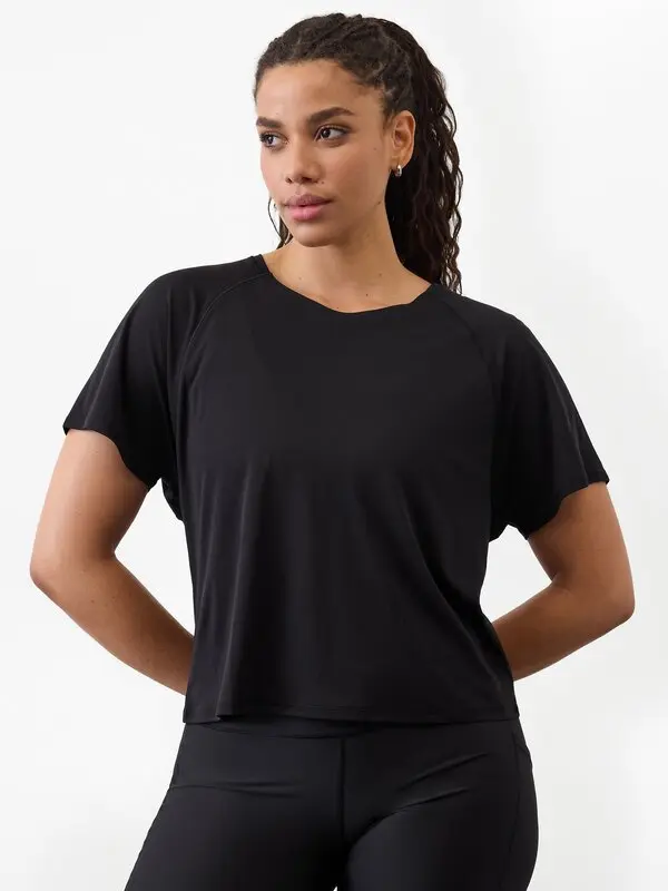 Athleta Grid Knit Tee - Black