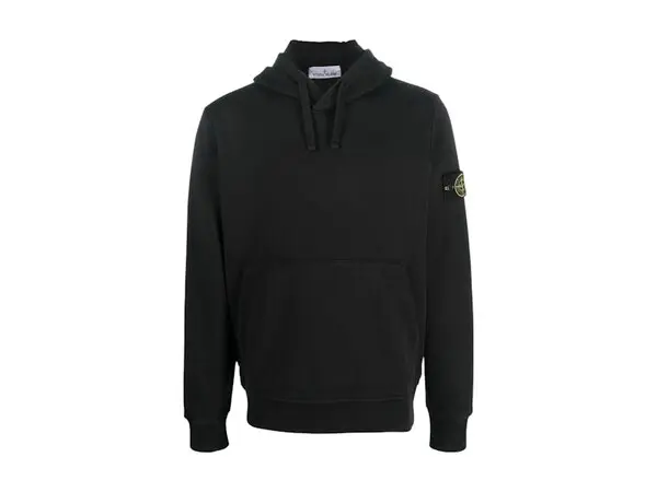 Stone Island Logo Hooded Sweater - Black