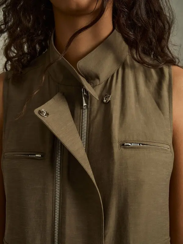 REISS Essie Linen Utility Mini Dress