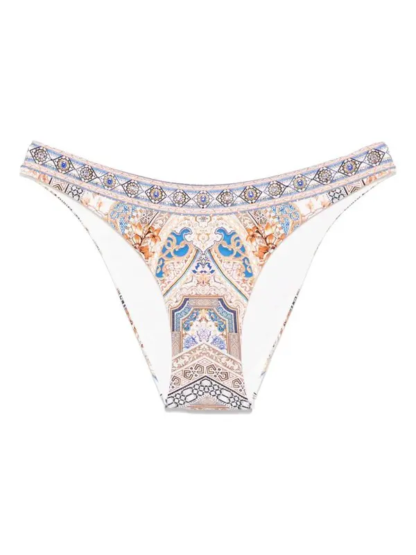 Camilla Mosaic-print Bikini Bottoms - Neutrals