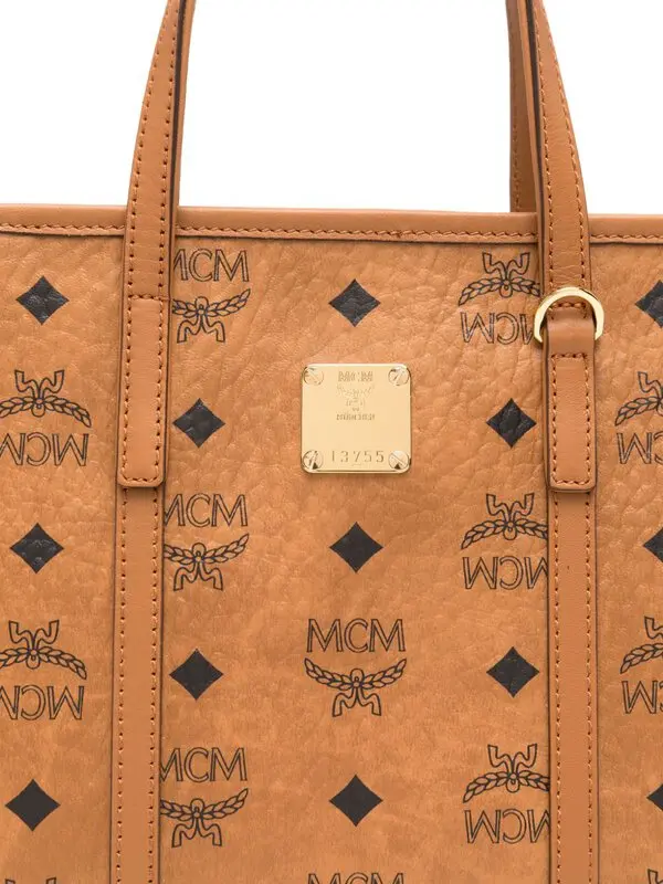 Mcm Logo-print Tote Bag - Brown