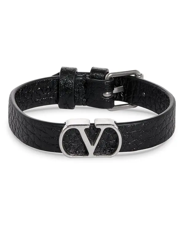 Valentino Garavani Vlogo Leather Bracelet - Black