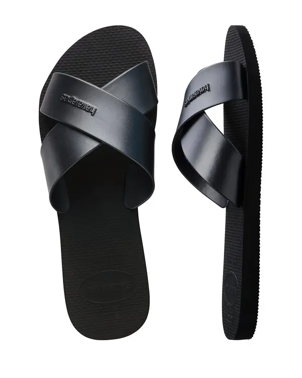 Havaianas Aqua Metallic Crisscross Slide Sandals - Black