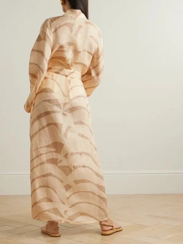 Johanna Ortiz Sail Softly Belted Printed Linen Robe