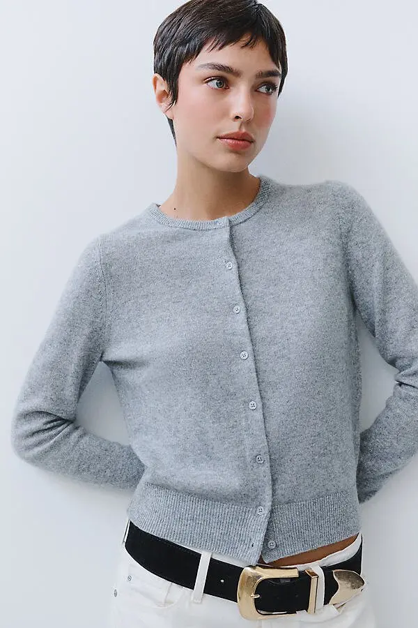 Anthropologie Juliet 100% Cashmere Cardigan - Grey