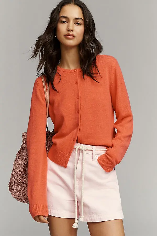 Anthropologie Juliet Cashmere Cardigan Sweater - Peach