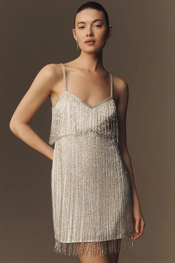 Bhldn Rhinestone Fringe Mini Dress