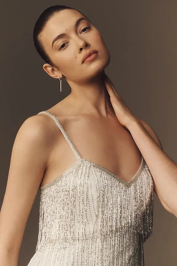 Bhldn Rhinestone Fringe Mini Dress