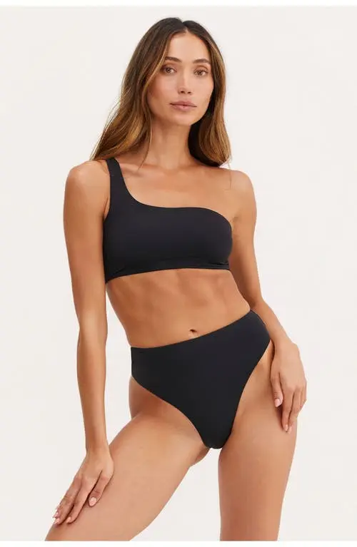 AU NATUREL BY GOTTEX Mona One Shoulder Bikini Top - Black