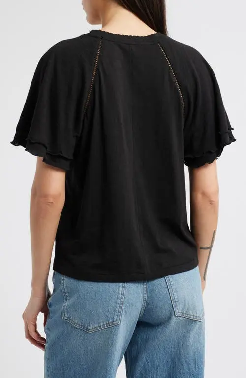 Wit & Wisdom Flutter Sleeve Top - Black