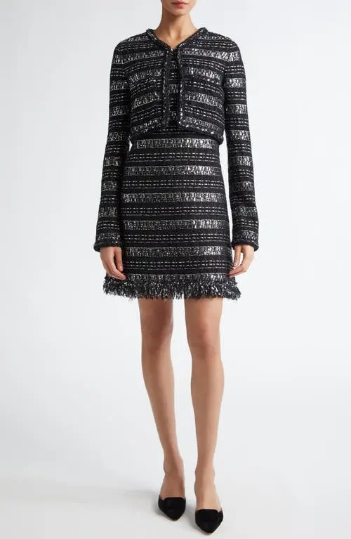 Giambattista Valli Sequin & Metallic Tweed Crop Jacket