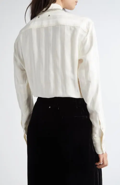 GOLDEN GOOSE Journey Embellished Striped Shirt - Papyrus
