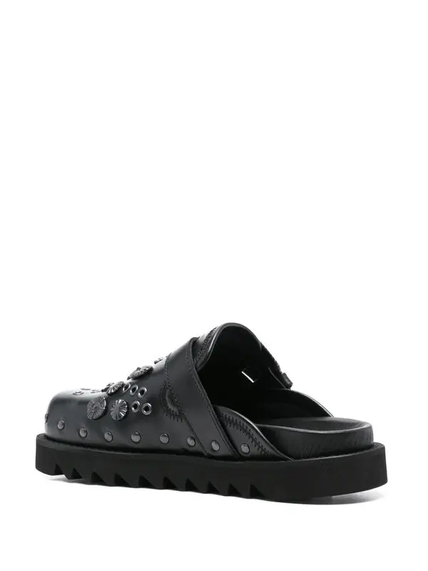 Toga Eyelet Metal Mules - Black