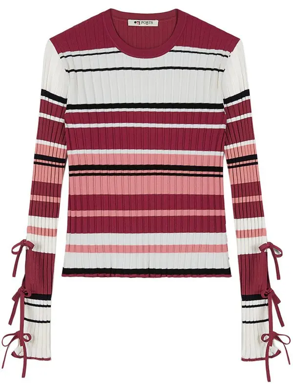 Ports 1961 Striped Knit Top - Red