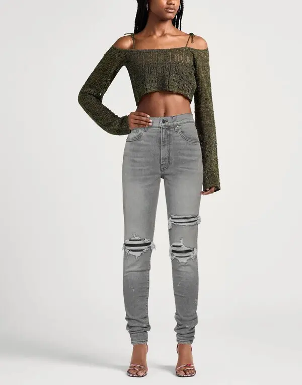 Amiri Skinny Jeans With Distressed Details - Grey