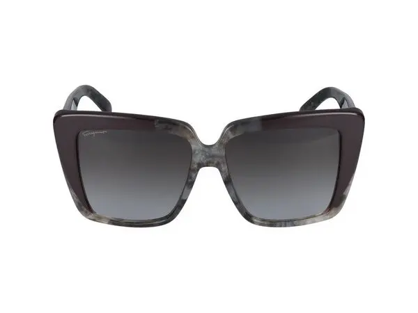 FERRAGAMO Full Rim Square Sunglasses - Grey Marble/bordeaux