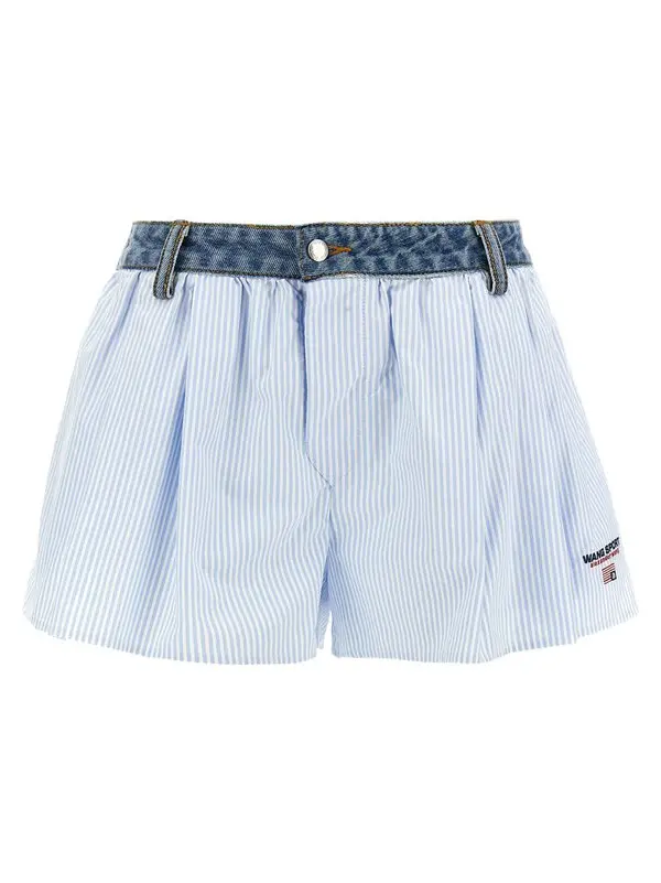 Alexander Wang Oxford Striped Boxer Shorts In Multicolor - 44% Off