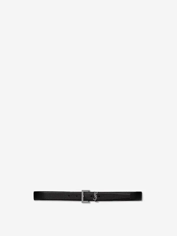 Saint Laurent Cassandre Leather Belt - Black