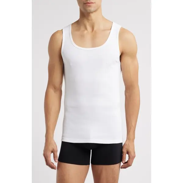 BOSS 3-pack Ribbed Cotton Tanks - White