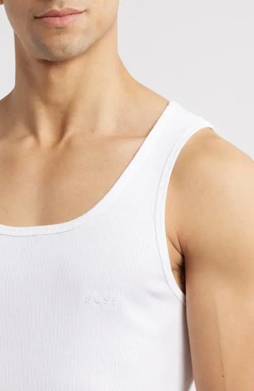 BOSS 3-pack Ribbed Cotton Tanks - White