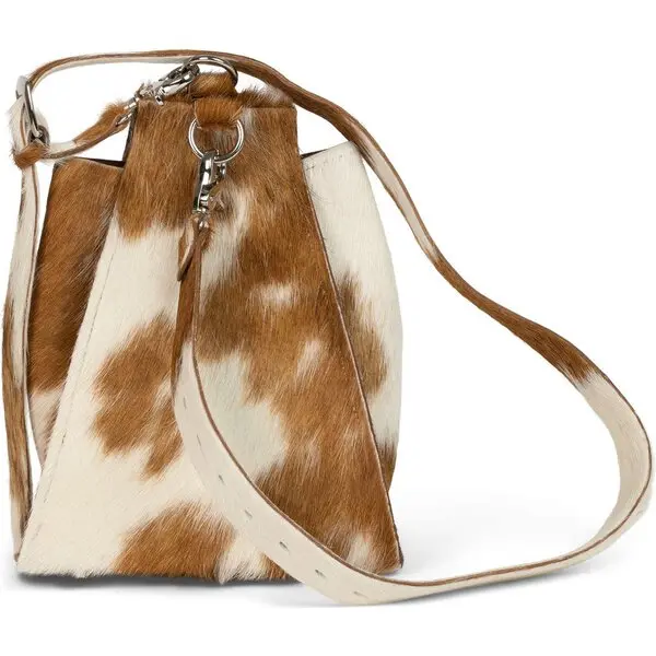 Jeffrey Campbell Nomad Calf Hair Convertible Shoulder Bag - Brown White Longhair