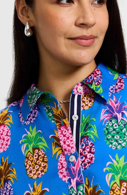Foxcroft Zoey Pineapple Print Cotton Shirt