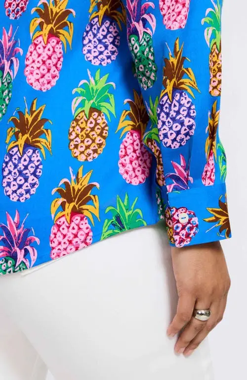 Foxcroft Zoey Pineapple Print Cotton Shirt