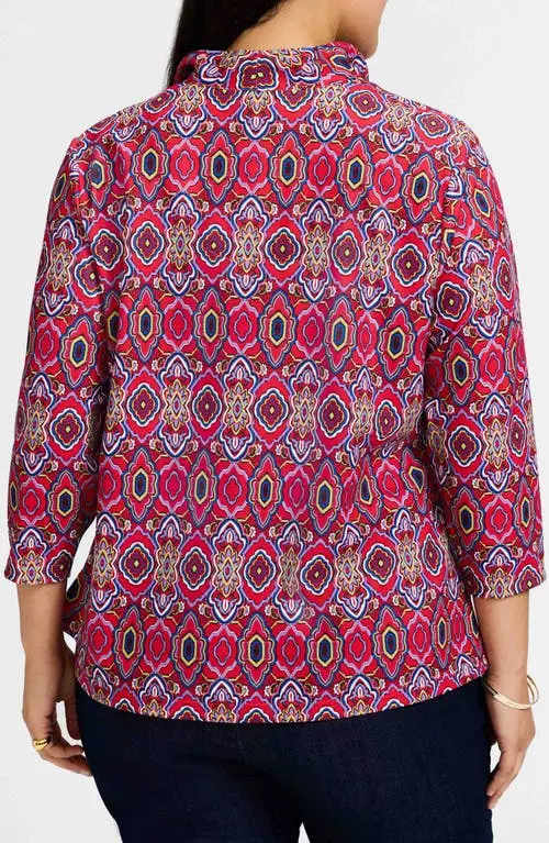 Foxcroft Tammy Tile Print Jersey Top