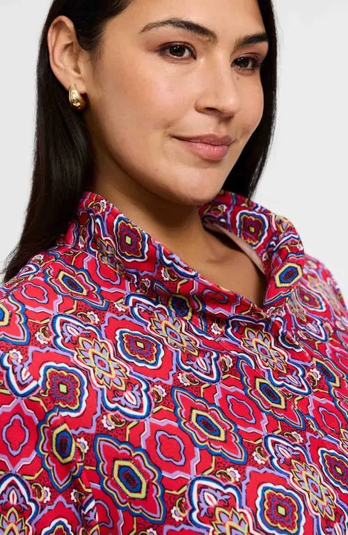 Foxcroft Tammy Tile Print Jersey Top
