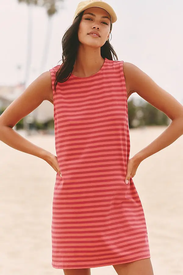 CELANDINE Mini Shift Dress - Pink Stripe